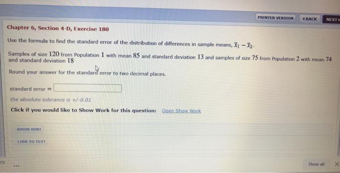 Solved PRINTER VERSION 4 BACK NEXT Chapter 6, Section 4-D, | Chegg.com