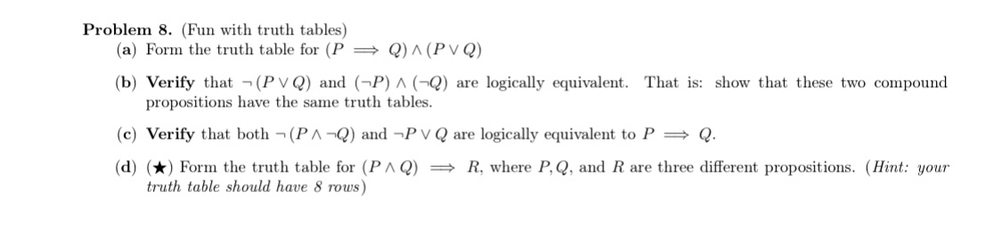 Solved Problem 8. (Fun with truth tables)(a) ﻿Form the truth | Chegg.com