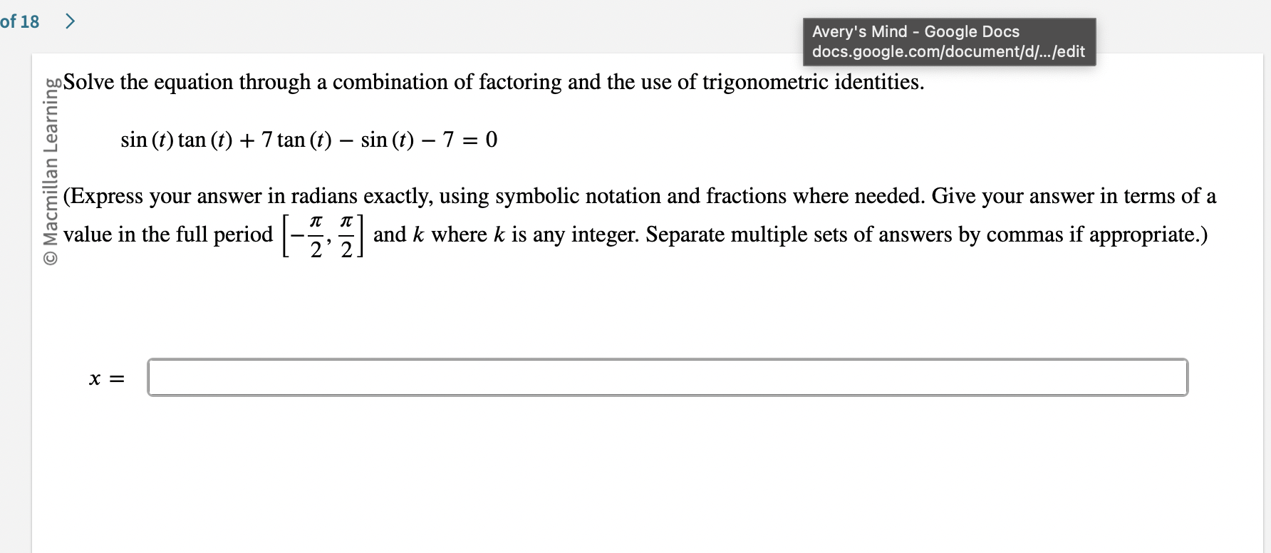 Solved Solve the equation through a combination of factoring | Chegg.com