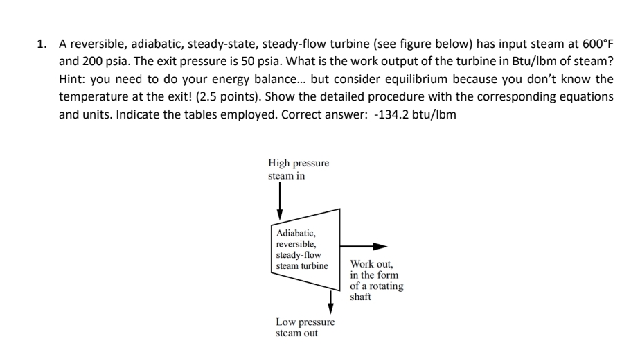 Solved A reversible, adiabatic, steady-state, steady-flow | Chegg.com