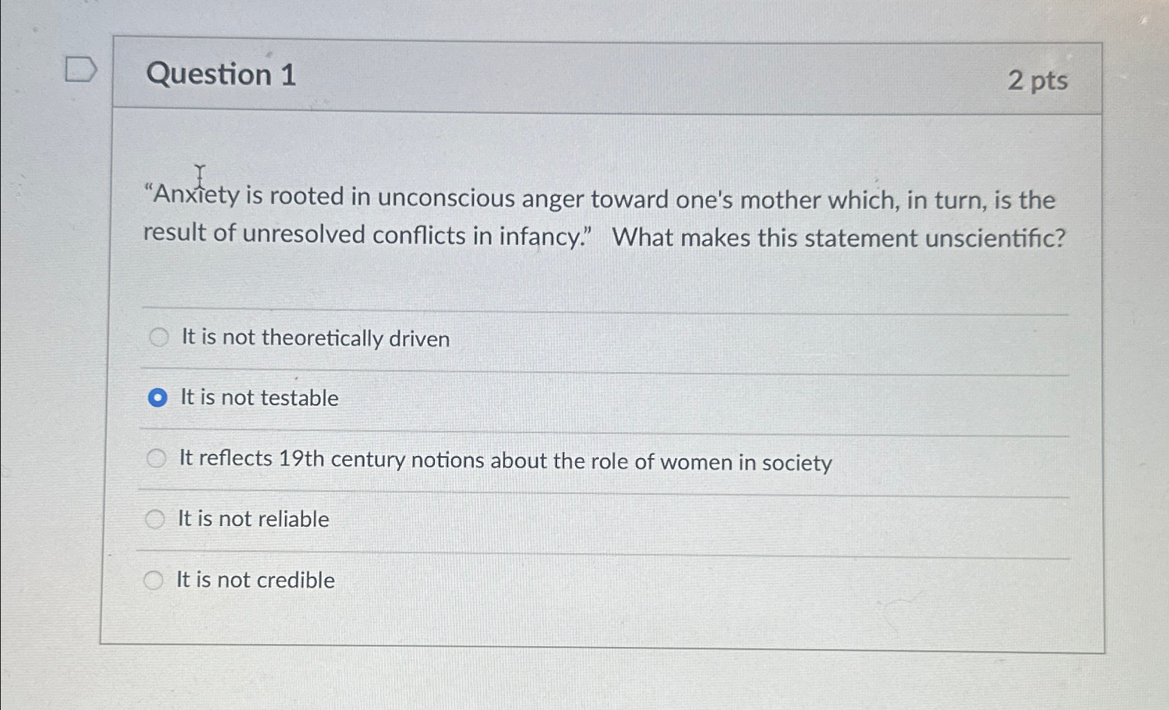 Solved Question 12 ﻿pts"Anxiety is rooted in unconscious | Chegg.com