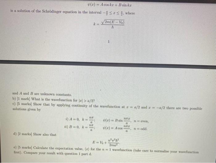 Solved 1 Infinite Square Well A Particle Is Confined To