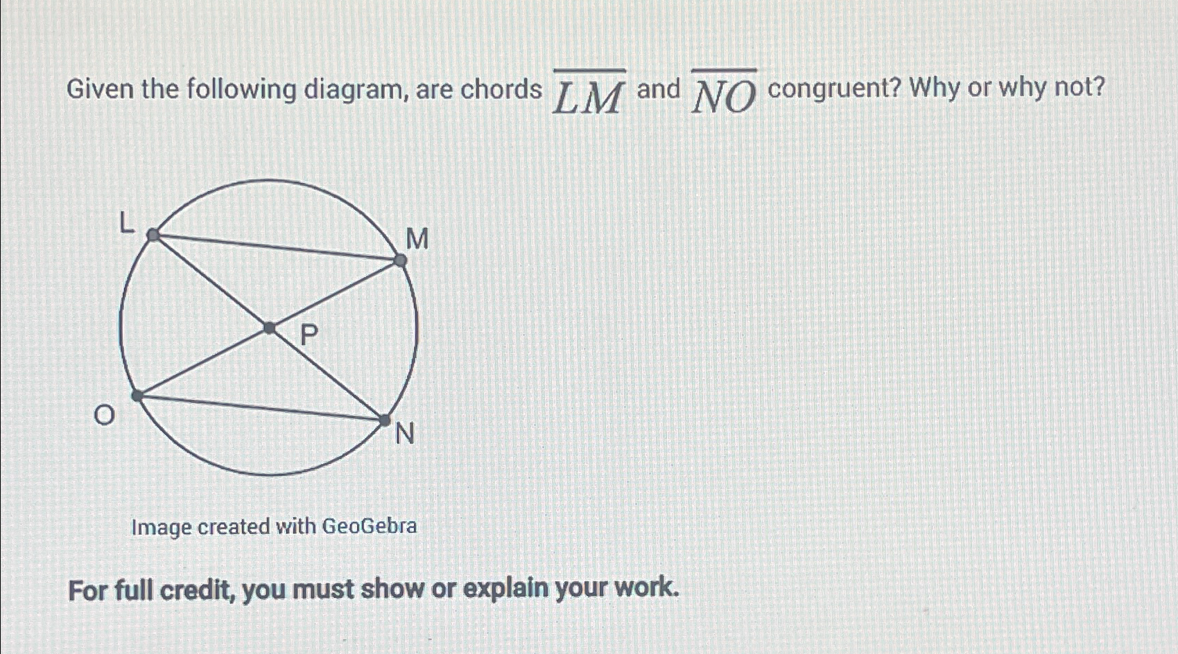Solved Given the following diagram, are chords ?bar (LM) | Chegg.com