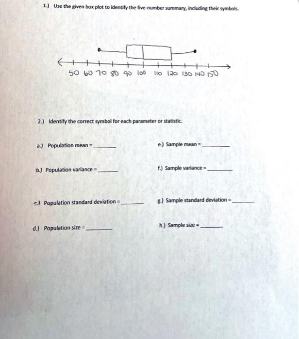 Solved 1.) Use the given box plot to identify the | Chegg.com