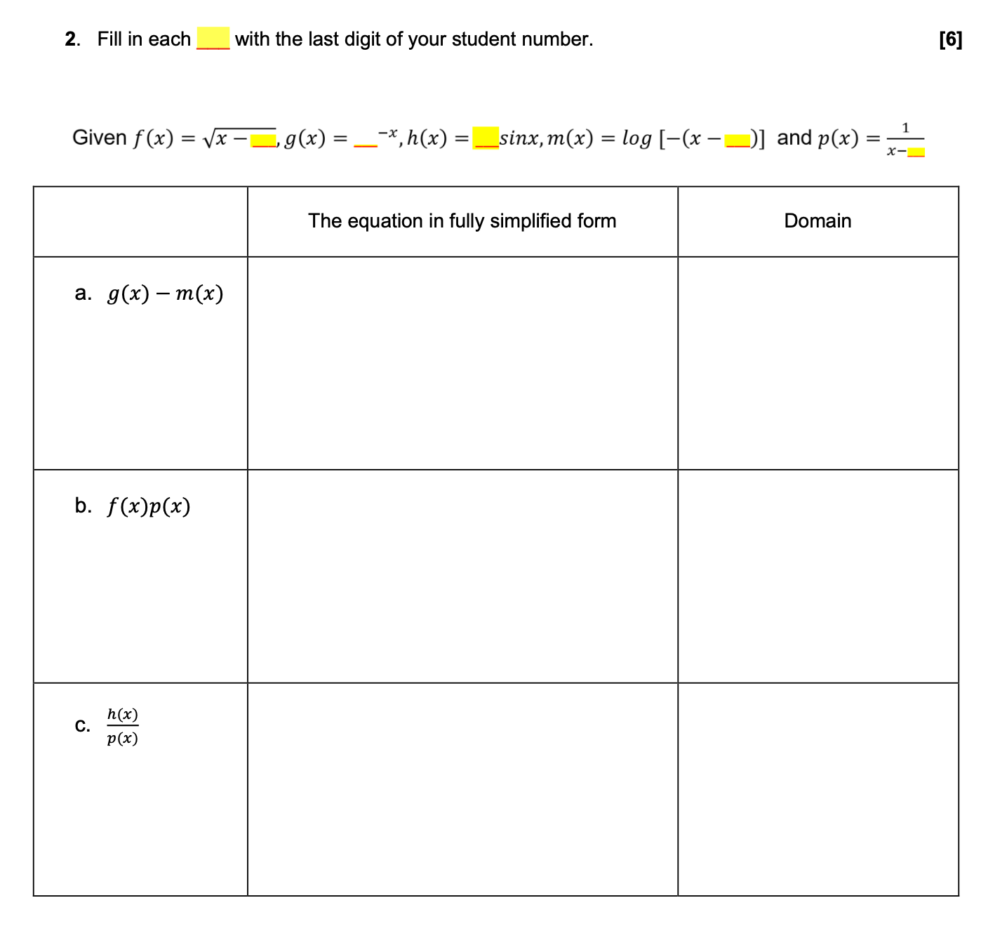 Solved Fill in each ___ ﻿with the last digit of your student | Chegg.com