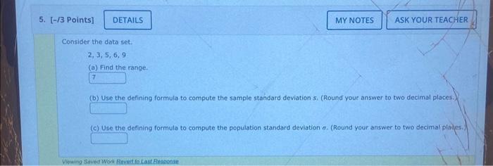 Solved 2,3,5,6,9 (a) Find the range. (b) Use the defining | Chegg.com
