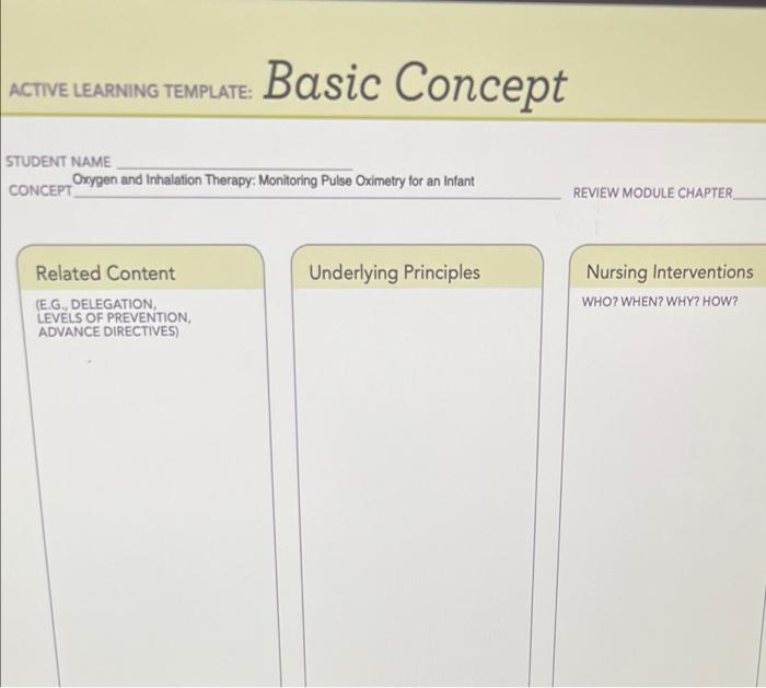 Solved basic concept Topic: Oxygen and inhalation therapy: | Chegg.com