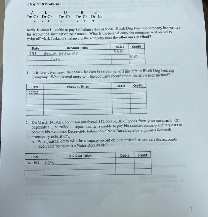 Solved Chapter 8 Problems Mark Jackson is unable to pay his | Chegg.com