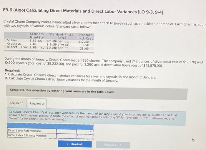 Solved E9-6 (Algo) Calculating Direct Materials and Direct | Chegg.com