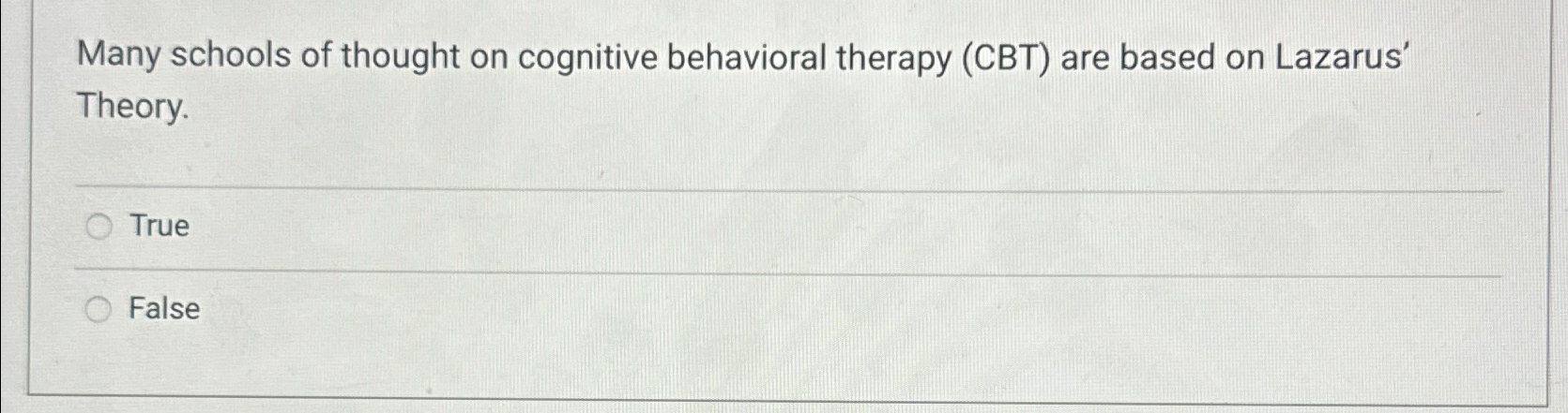 Solved Many schools of thought on cognitive behavioral | Chegg.com