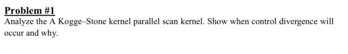 Solved Problem \#1 Analyze the A Kogge-Stone kernel parallel | Chegg.com