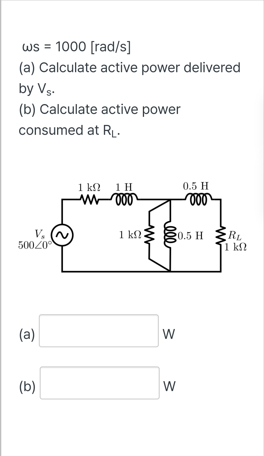 Solved ωs=1000[rads](a) ﻿Calculate active power delivered by | Chegg.com
