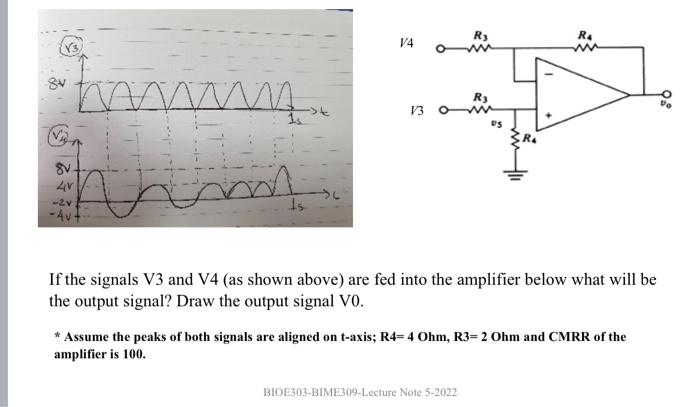 Solved If the signals V3 and V4 (as shown above) are fed | Chegg.com