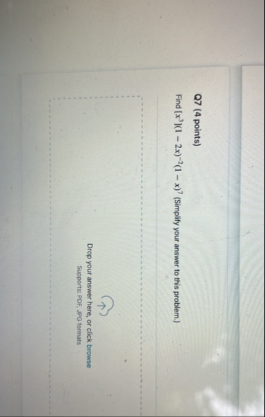 Solved Q7 (4 ﻿points)Find [x3](1-2x)-2(1-x)7 (Simplify your | Chegg.com
