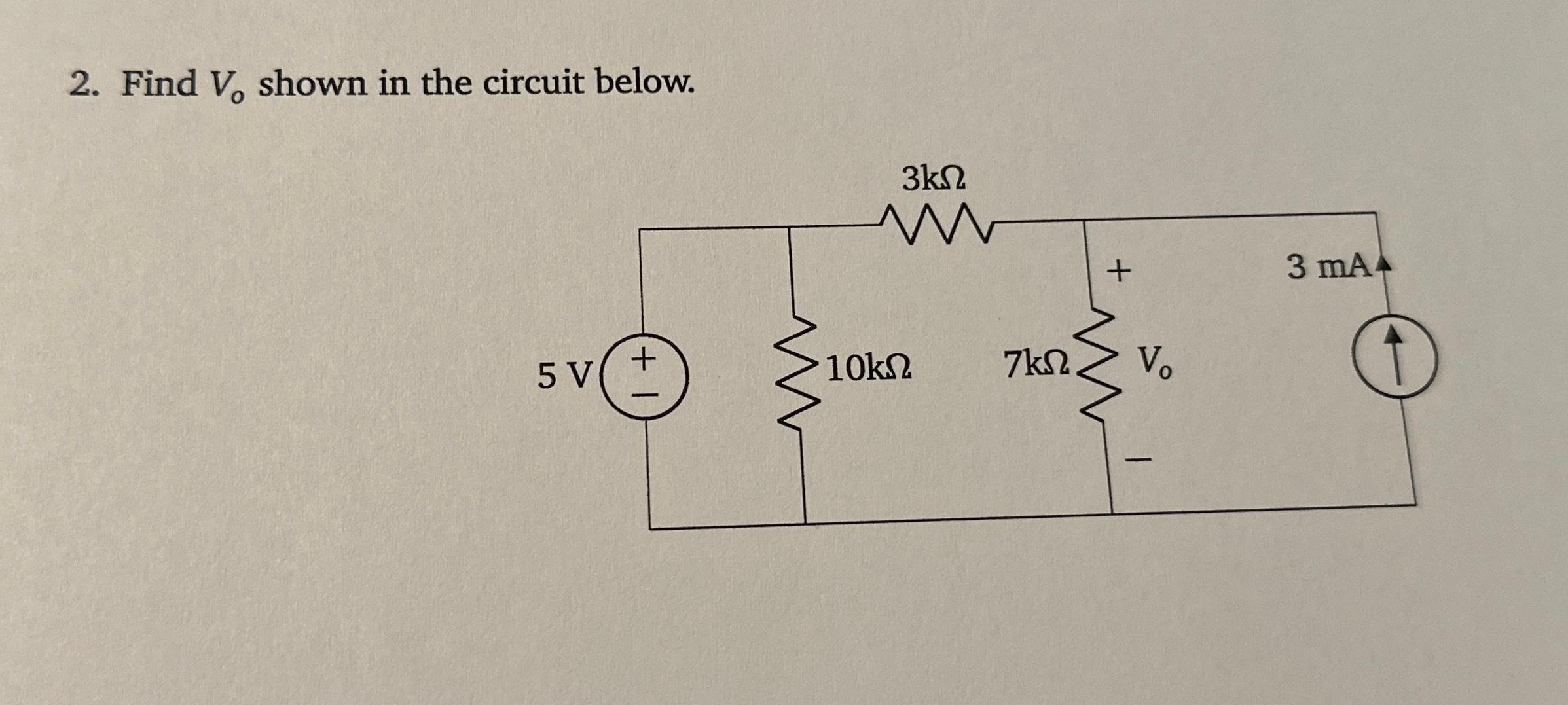 Solved Find Vo ﻿shown in the circuit below. | Chegg.com
