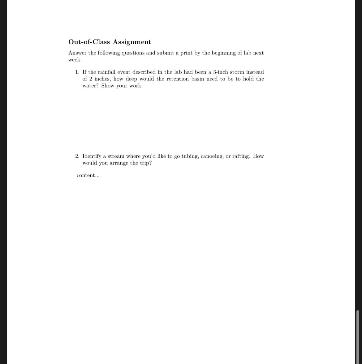 Solved Out-of-Class AssignmentAnswer the following questions | Chegg.com