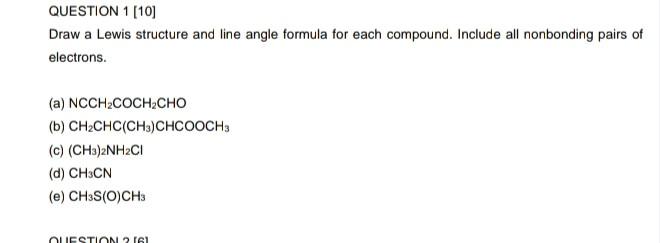Solved Draw a Lewis structure and line angle formula for | Chegg.com