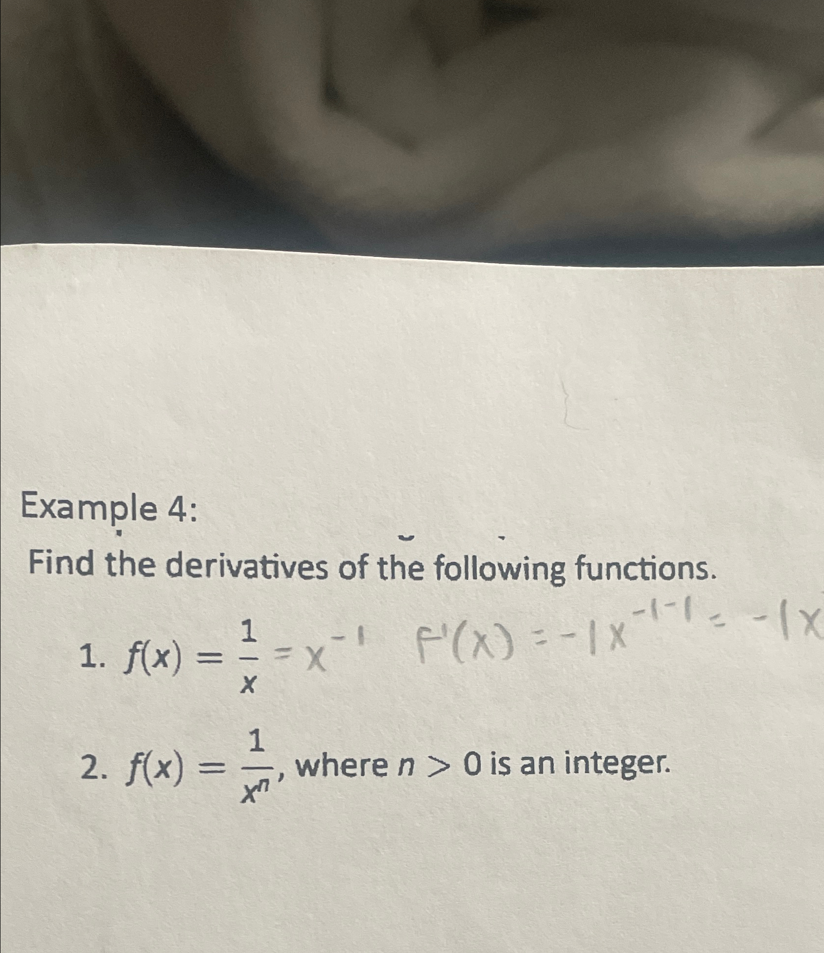 Solved Example 4:Find the derivatives of the following | Chegg.com