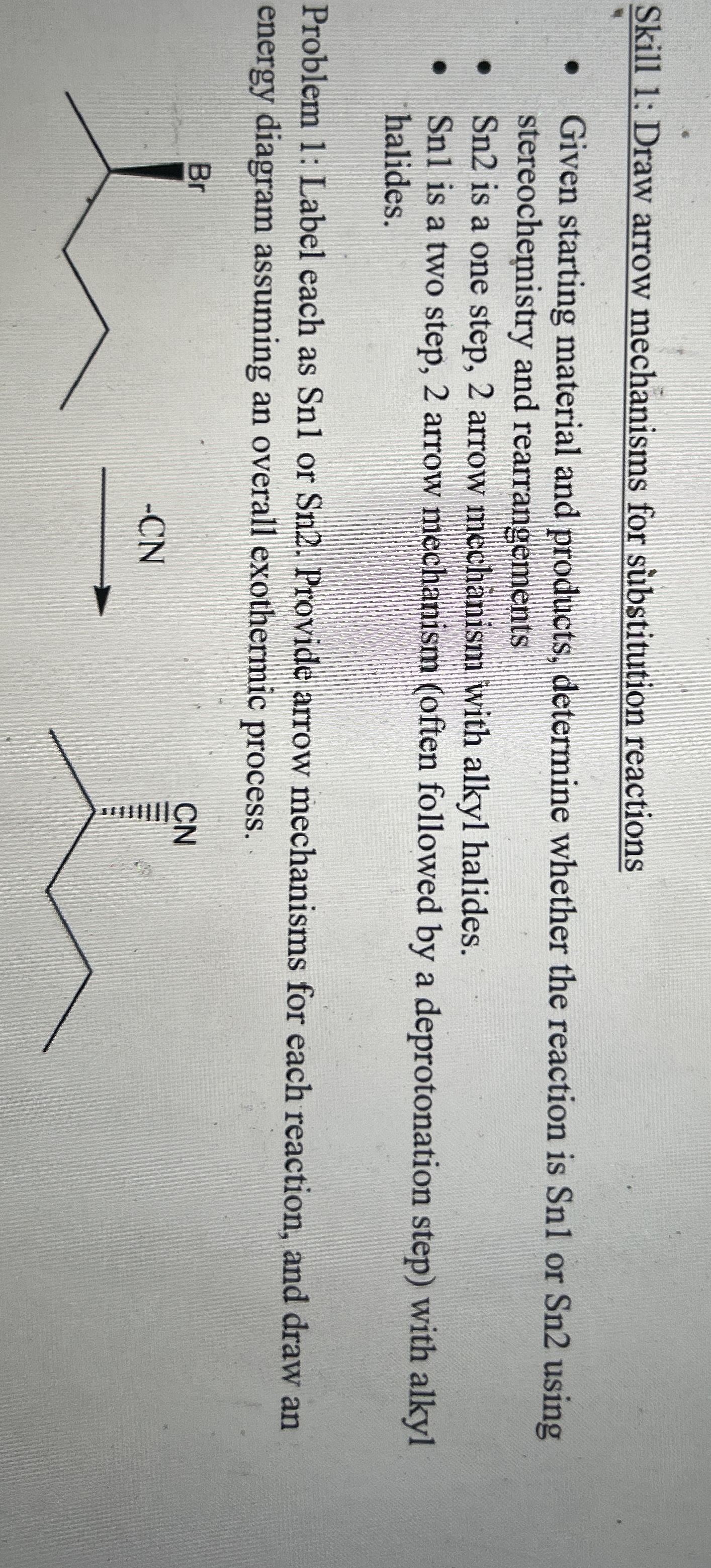 Solved Skill 1: Draw arrow mechanisms for substitution | Chegg.com