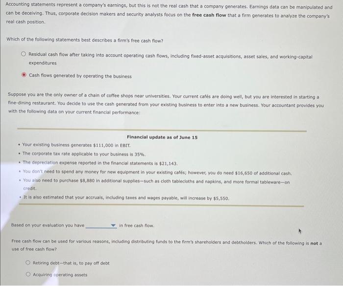 Solved Accounting statements represent a company's earnings, | Chegg.com