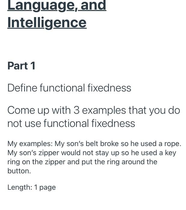 Solved Language, and Intelligence Part 1 Define functional | Chegg.com
