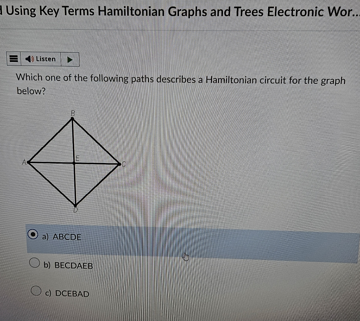 Solved Using Key Terms Hamiltonian Graphs and Trees | Chegg.com