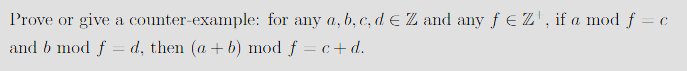 Solved Prove or give a counter-example: for any a,b,c,dinZ | Chegg.com