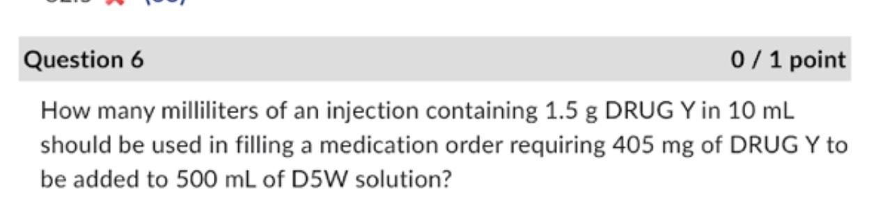 Solved Question 601 ﻿pointHow many milliliters of an | Chegg.com