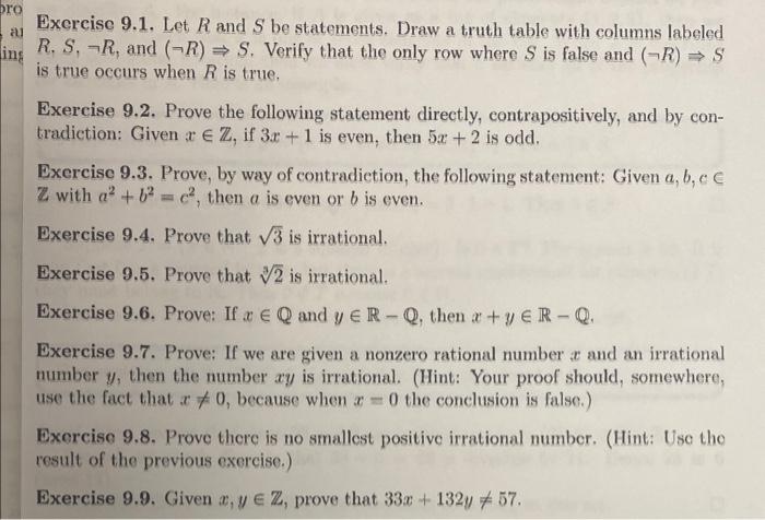Solved Exercise 9.1. Let R and S be statements. Draw a truth | Chegg.com
