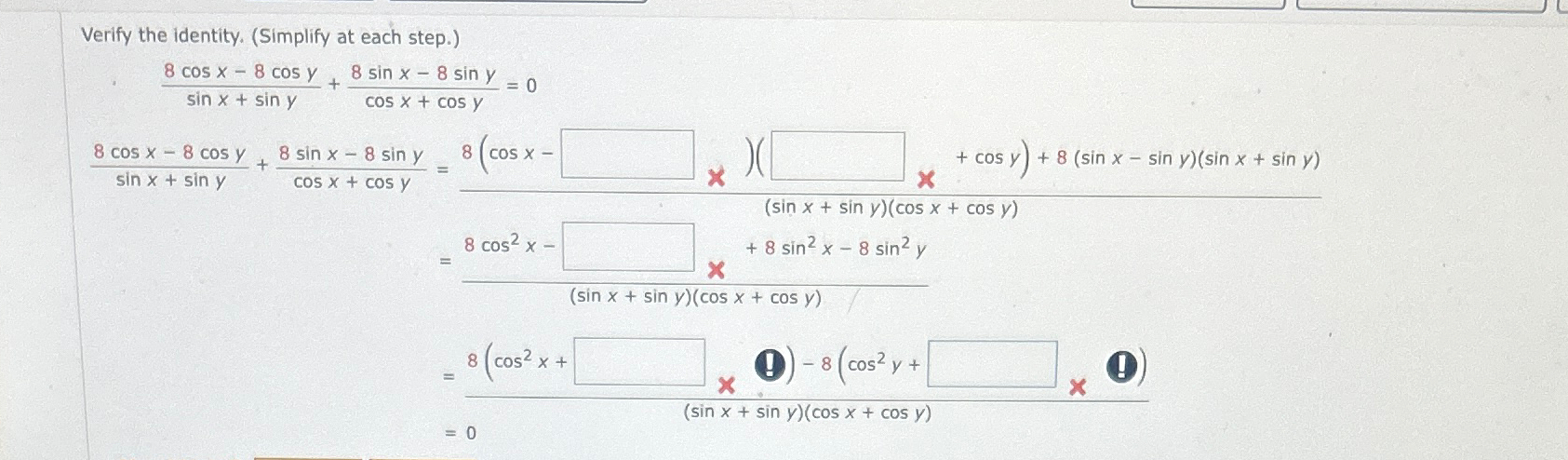 Solved Verify the identity. (Simplify at each step.) | Chegg.com