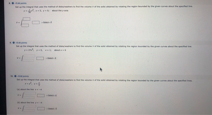 Solved & -0.66 points Set up the integral that uses the | Chegg.com