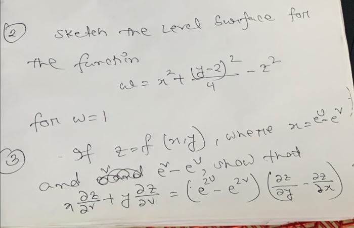Solved 2 2 4 sketen the Level Surface for the function al = | Chegg.com