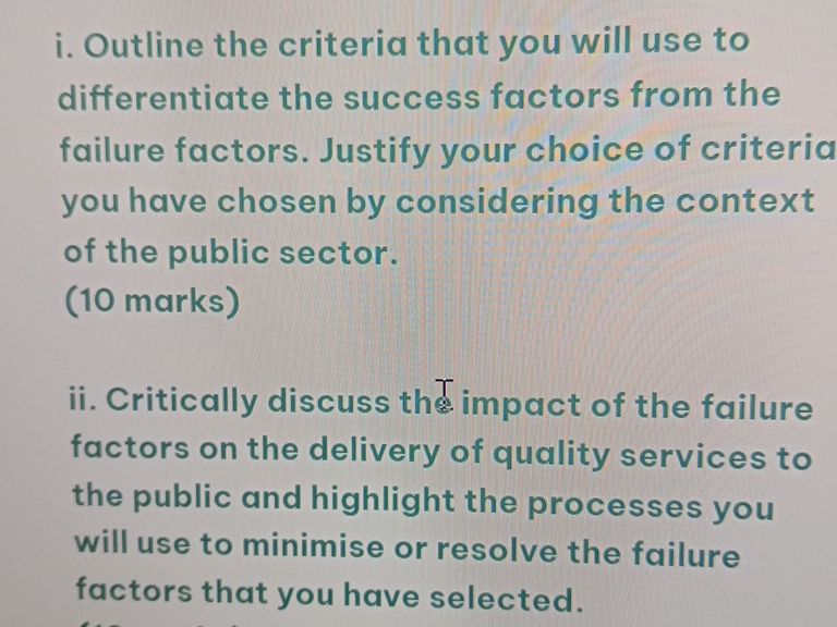 Solved i. ﻿Outline the criteria that you will use to | Chegg.com
