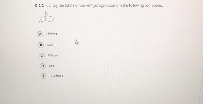 Solved Q 2.2: Identify the total number of hydrogen atoms in | Chegg.com