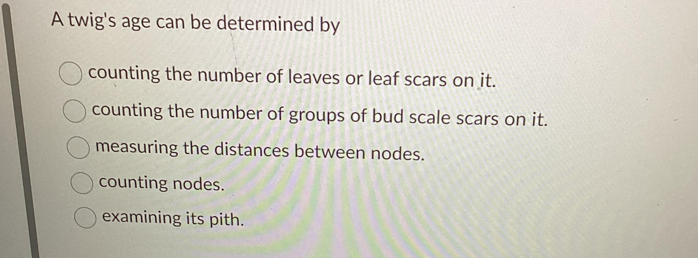 Solved A twig's age can be determined bycounting the number | Chegg.com