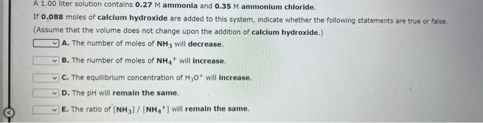 Solved A 1.00 liter solution contains 0.27M ammonia and | Chegg.com