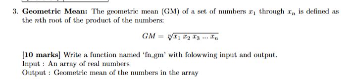Solved Geometric Mean: The geometric mean (GM) of ﻿a set of | Chegg.com