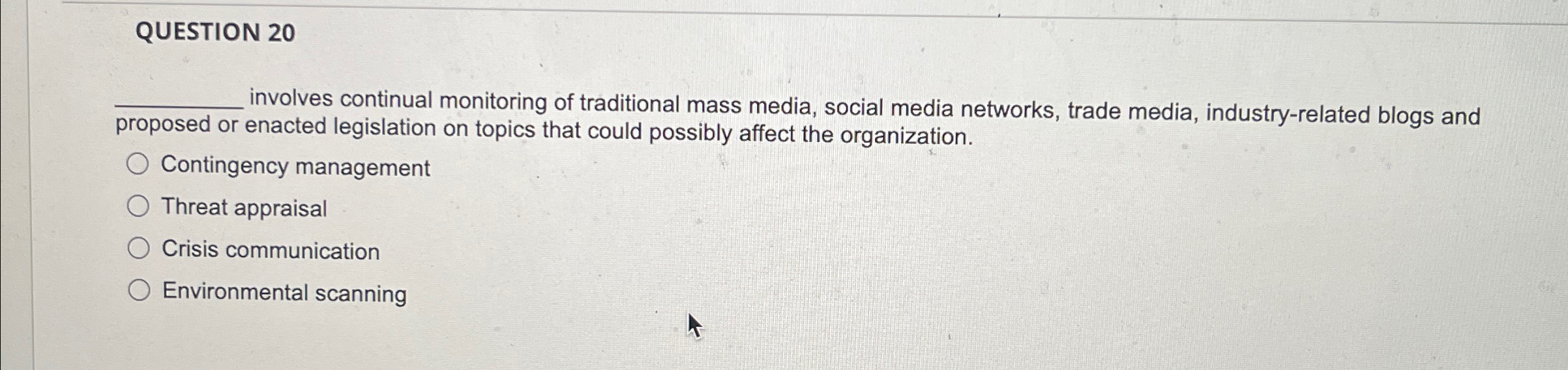 Solved QUESTION 20q, ﻿involves continual monitoring of | Chegg.com