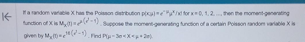 Solved If a random variable X has the Poisson distribution | Chegg.com