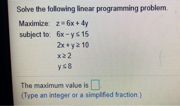 Solved Solve the following linear programming problem. | Chegg.com