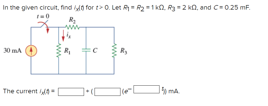 Solved In the given circuit, find ix(t) ﻿for t>0. ﻿Let | Chegg.com