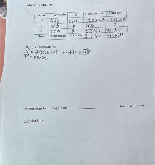 Solved Algebraic addition Sample calculations: | Chegg.com