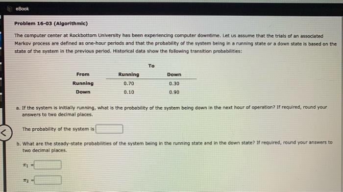 Solved eBook Problem 16-03 (Algorithmic) The computer center | Chegg.com