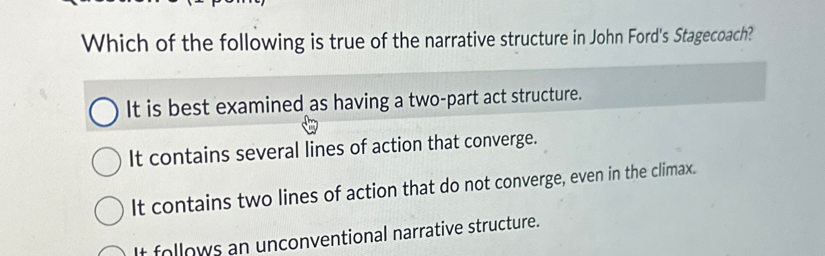 Solved Which of the following is true of the narrative | Chegg.com