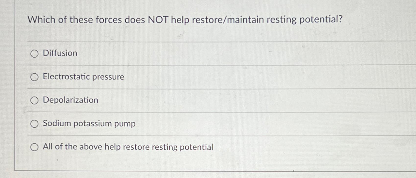 Solved Which of these forces does NOT help restore/maintain | Chegg.com