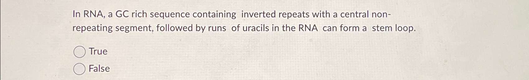 Solved In RNA, a GC rich sequence containing inverted | Chegg.com