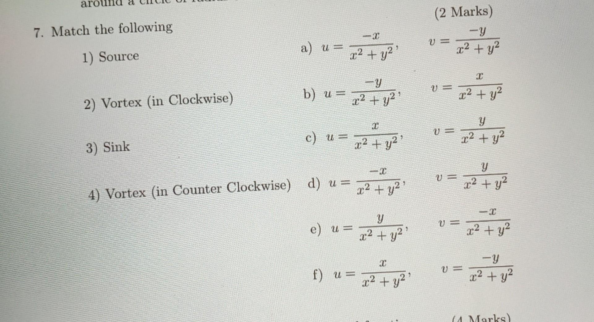 Solved 7. Match the following (2 Marks) 1) Source a) | Chegg.com