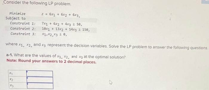 Solved Consider the following LP problem. where x1,x2, and | Chegg.com
