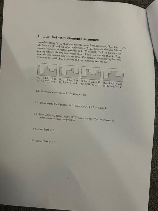 Solved I Less between elements sequence Consider a string | Chegg.com