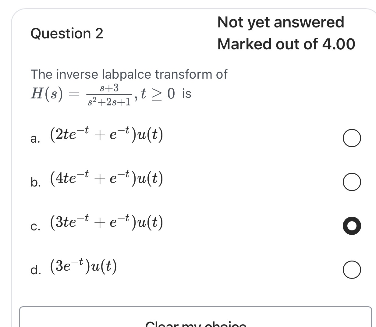Solved Question 2Not yet answeredMarked out of 4.00The | Chegg.com